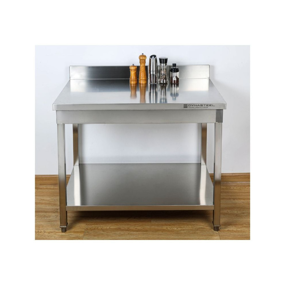 Table Inox avec Dosseret et Etagère - 1000 x 600 mm - DYNASTEEL Work