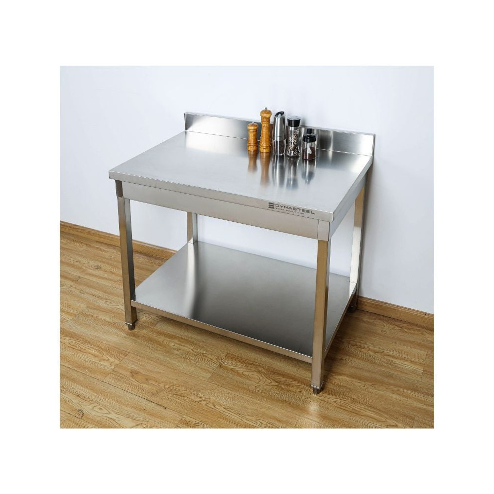 Table Inox avec Dosseret et Etagère - 1000 x 600 mm - DYNASTEEL Work