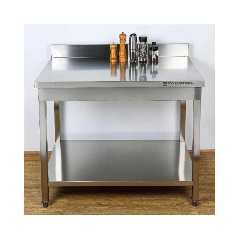 Table Inox avec Dosseret et Etagère - 1200 x 600 mm - DYNASTEEL Work