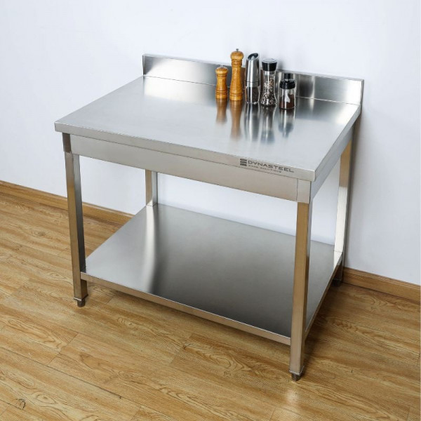 Table Inox avec Dosseret et Etagère - 600 x 700 mm - DYNASTEEL Work