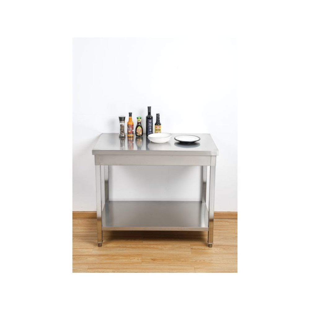 Table Inox Centrale avec Etagère - 1000 x 600 mm - DYNASTEEL Work