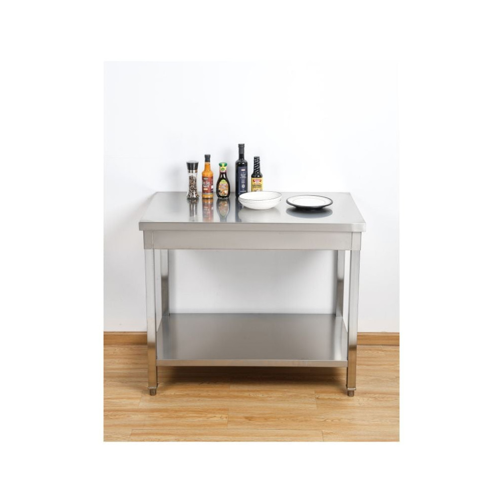 Table Inox Centrale avec Etagère - 1200 x 600 mm - DYNASTEEL Work