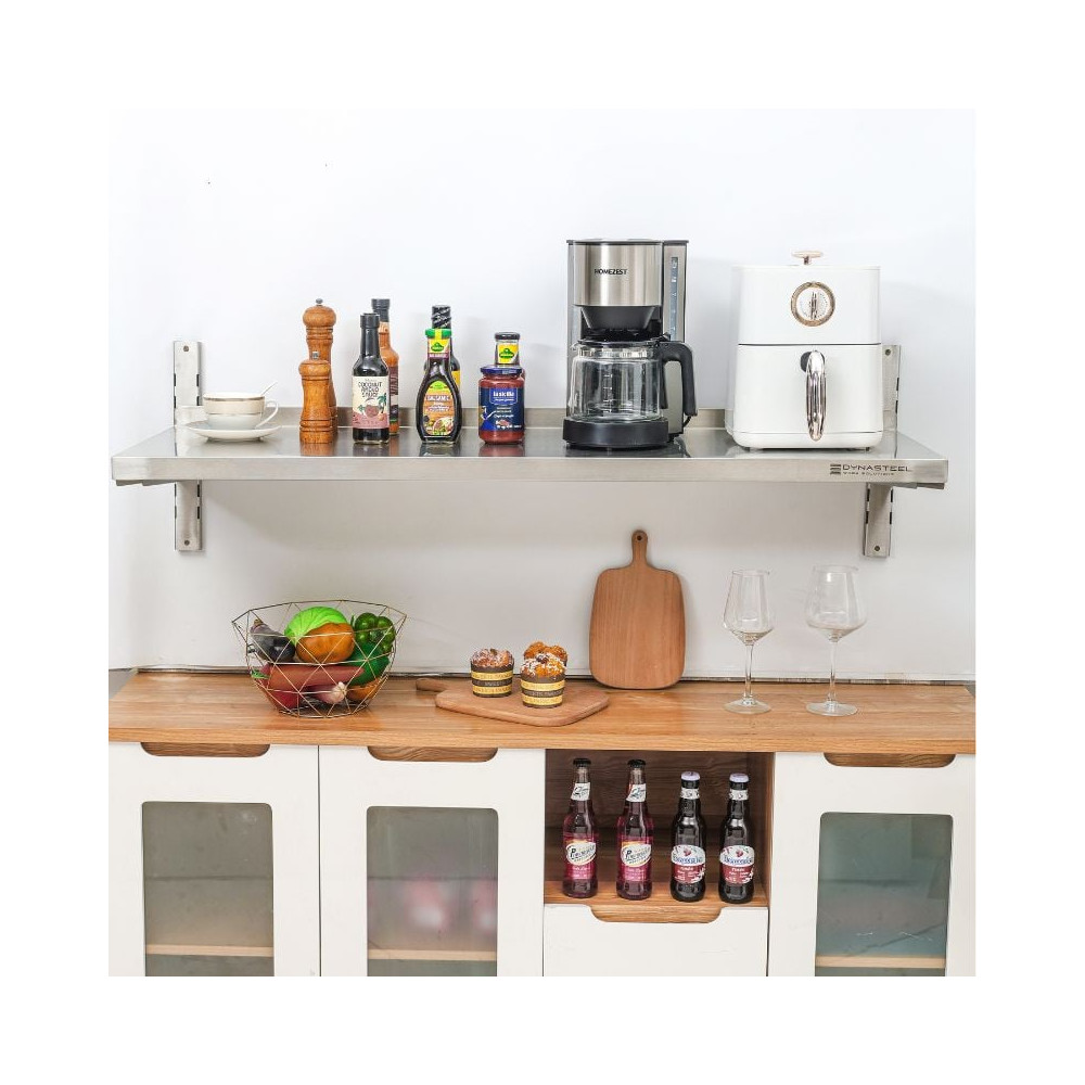 Etagère Murale en Inox sur Crémaillères - L 1200 x P 400 mm - DYNASTEEL ...