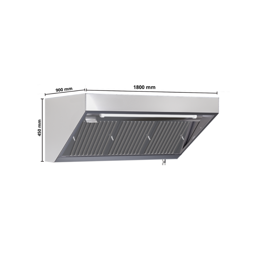 Hotte Snack 900 avec Led et Sans Moteur - Longueur 1800 - DYNASTEEL Work