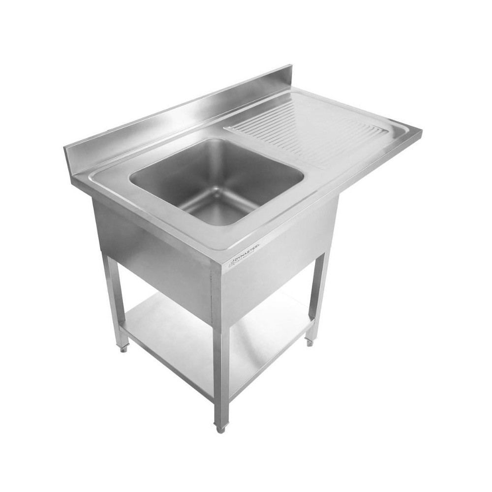 Plonge avec Passage Lave-Vaisselle, Dosseret et Etagère - 1400 x 700 - Egouttoir à Droite ...